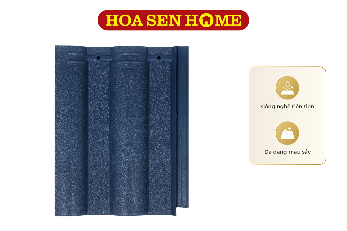 Ngói màu xanh sẩm da nhám hoa văn trơn sóng nhỏ Nippon GS06