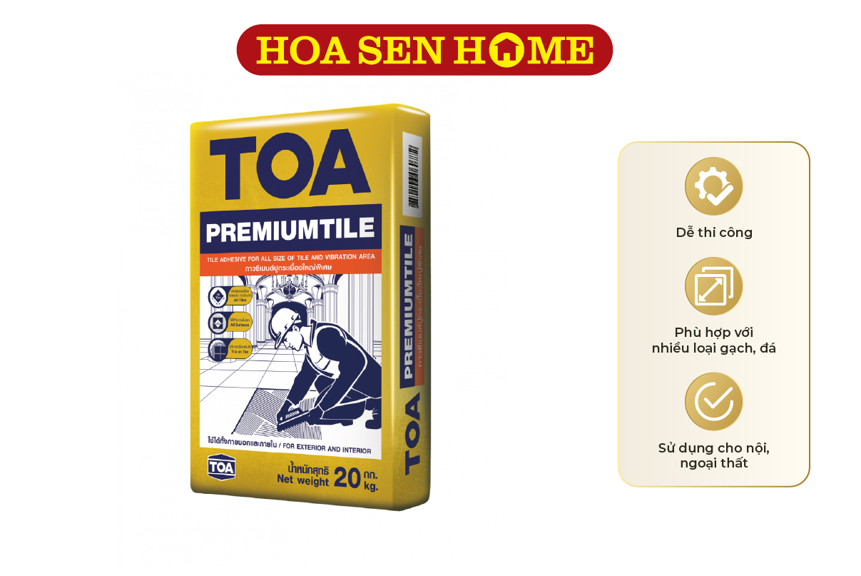 Keo dán gạch màu xám TOA Premiumtile: 20kg