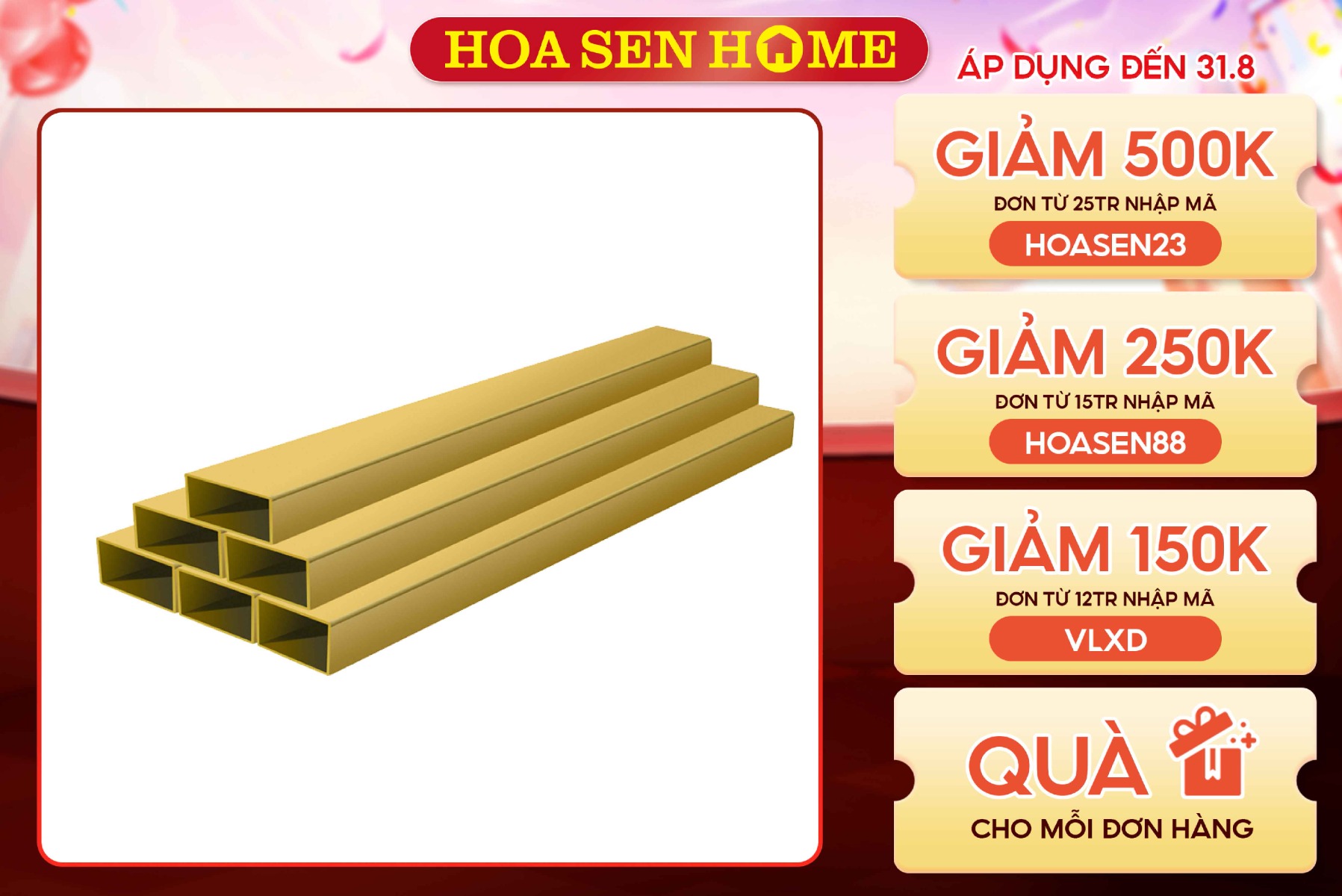 Thép hộp HOA SEN GOLD 30mmx60mmx1.40mmx6.0m